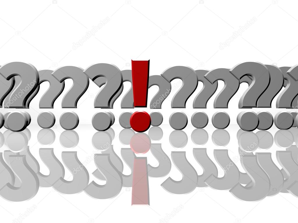 Exclamation mark and questions, answers or FAQ concept — Stock Photo ...