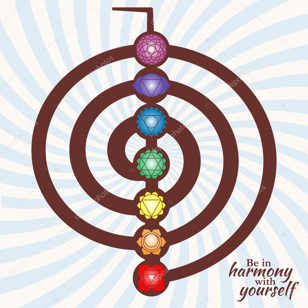 Pictogramas de chakra en el símbolo choku rei. Conjunto de chakras ...