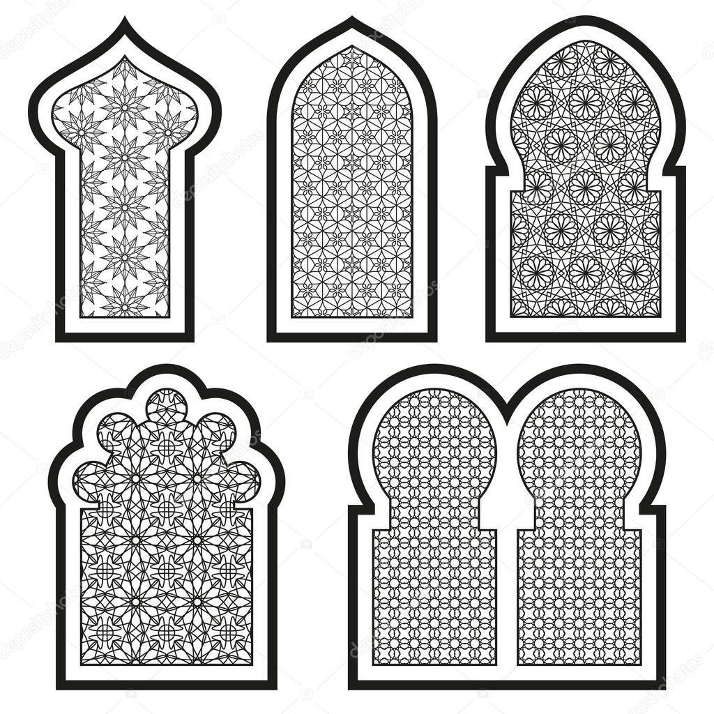 Arabic or Islamic windows set. Vector illustration. Stock Vector by ...