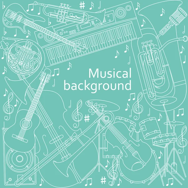 Musical seamless pattern made of different musical instruments, treble ...