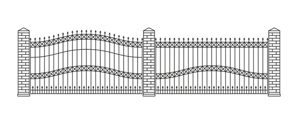 Forged gates and fences set. Linear design. Vector outline illustration ...