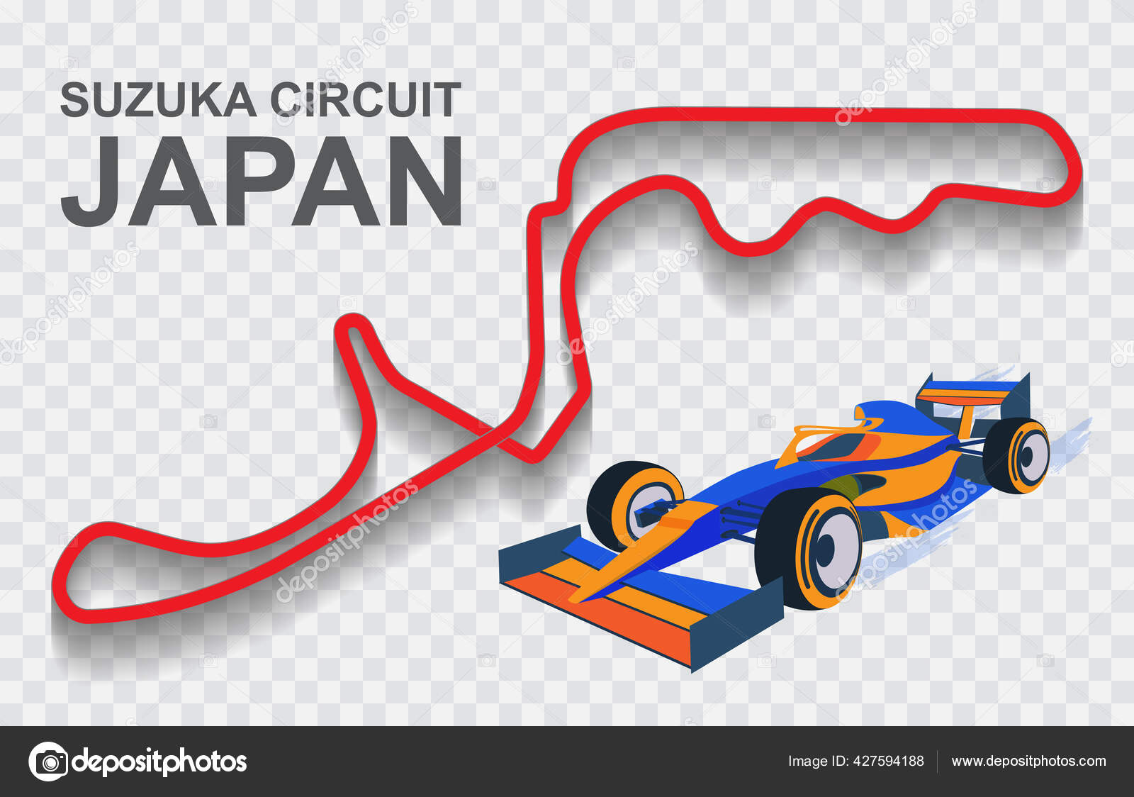 Japan grand prix race track for Formula 1 or F1. Detailed racetrack or ...