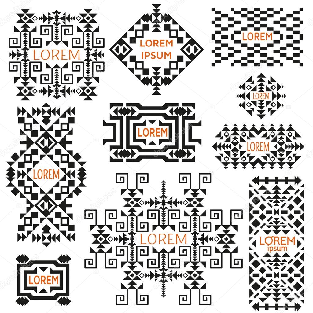 Tribal logos wallpaper | Set of tribal logos. Ethnic style. American ...