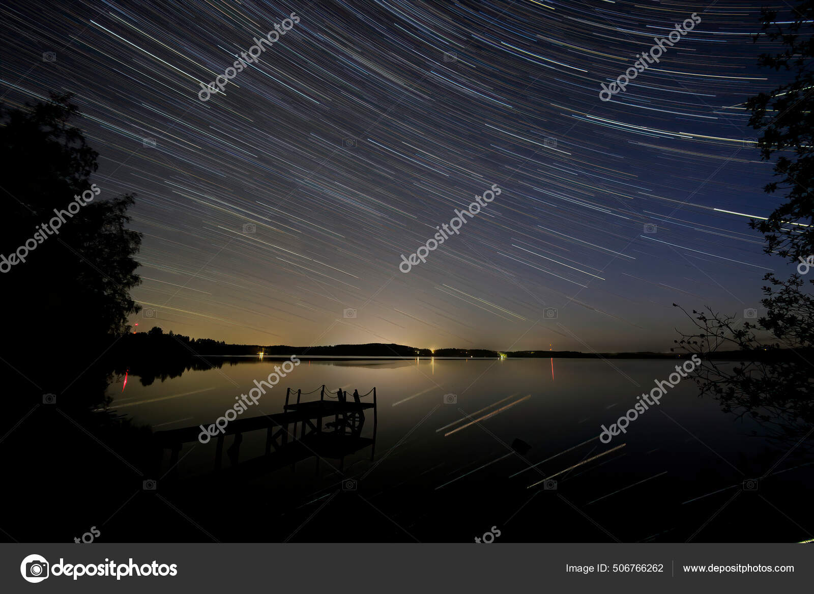 Star Trails Satellite Trails Draw Own Lines Night Sky Also — Stock ...