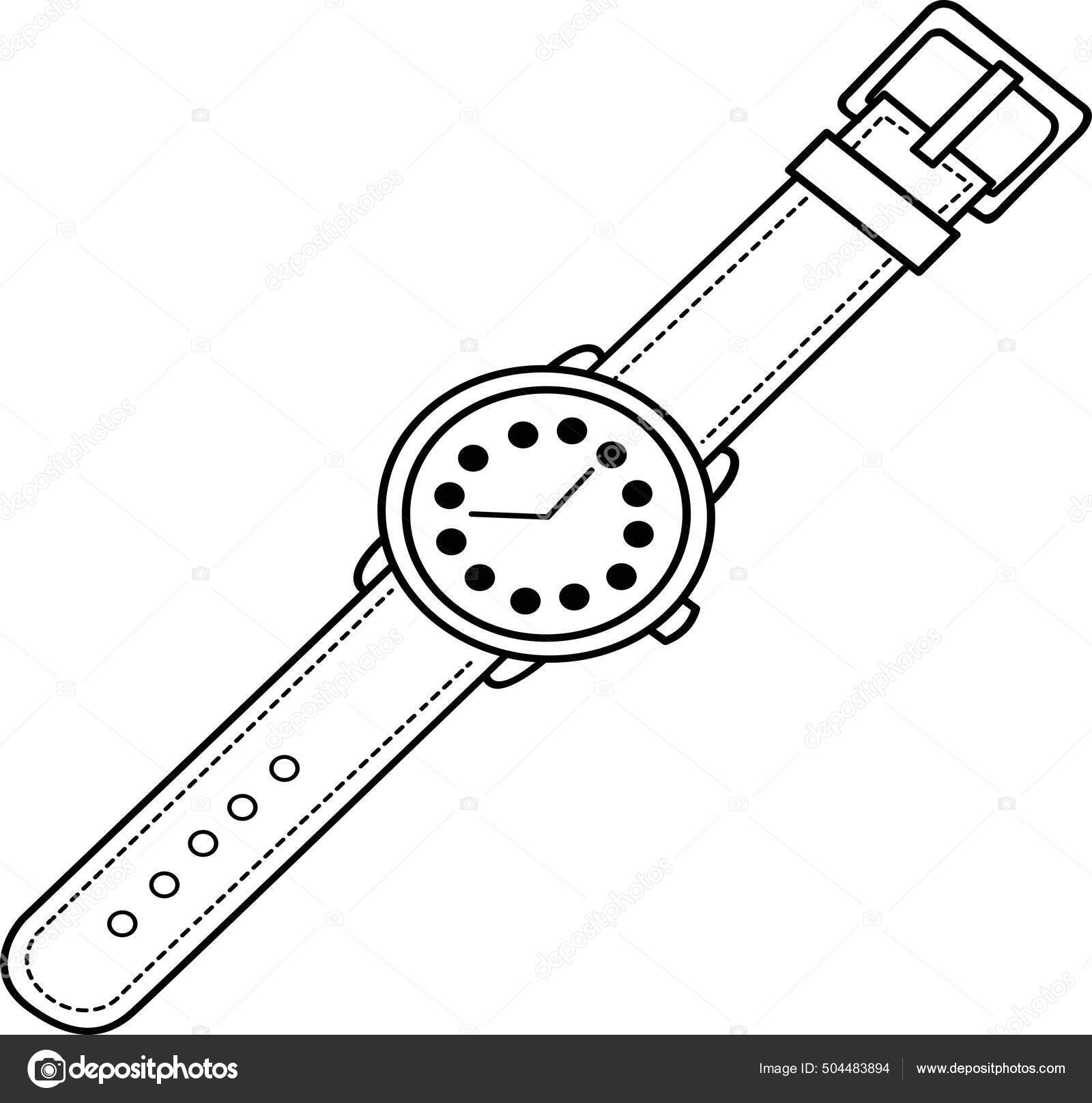 Ilustración vectorial blanco y negro de un reloj. Vector de stock por ...