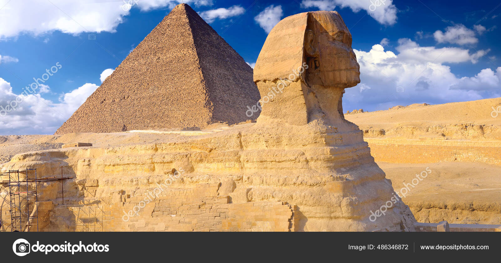 Great Pyramid Pharaoh Khufu Located Giza Sphinx Egypt Panorama Stock ...