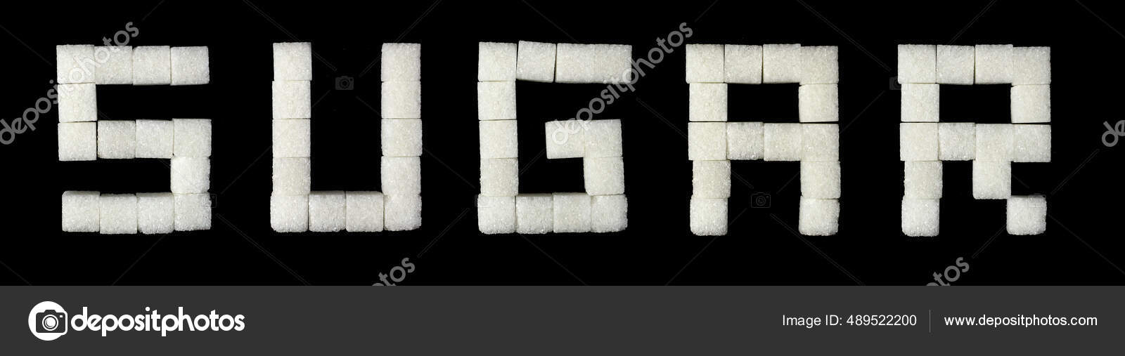 Close Shot Sugar Letters Made Lumps White Sugar Isolated Black — Stock ...