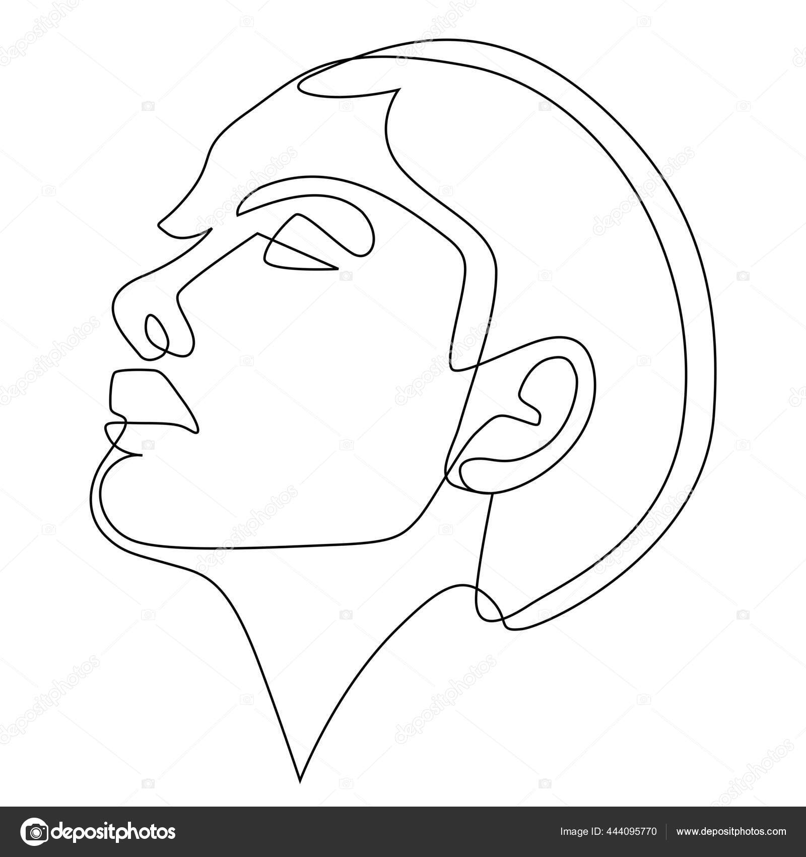 Woman Face Drawing Profile Side View Portrait Made Continuous Line ...