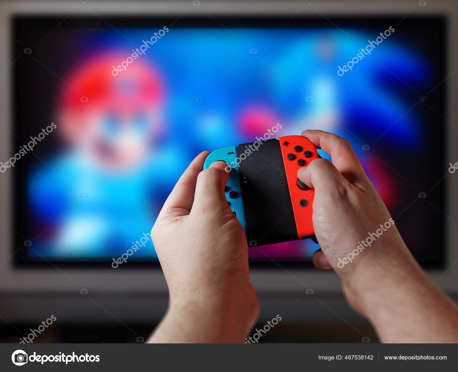 Male Gamer Hands Console Control Playing Video Game Videogame Large ...