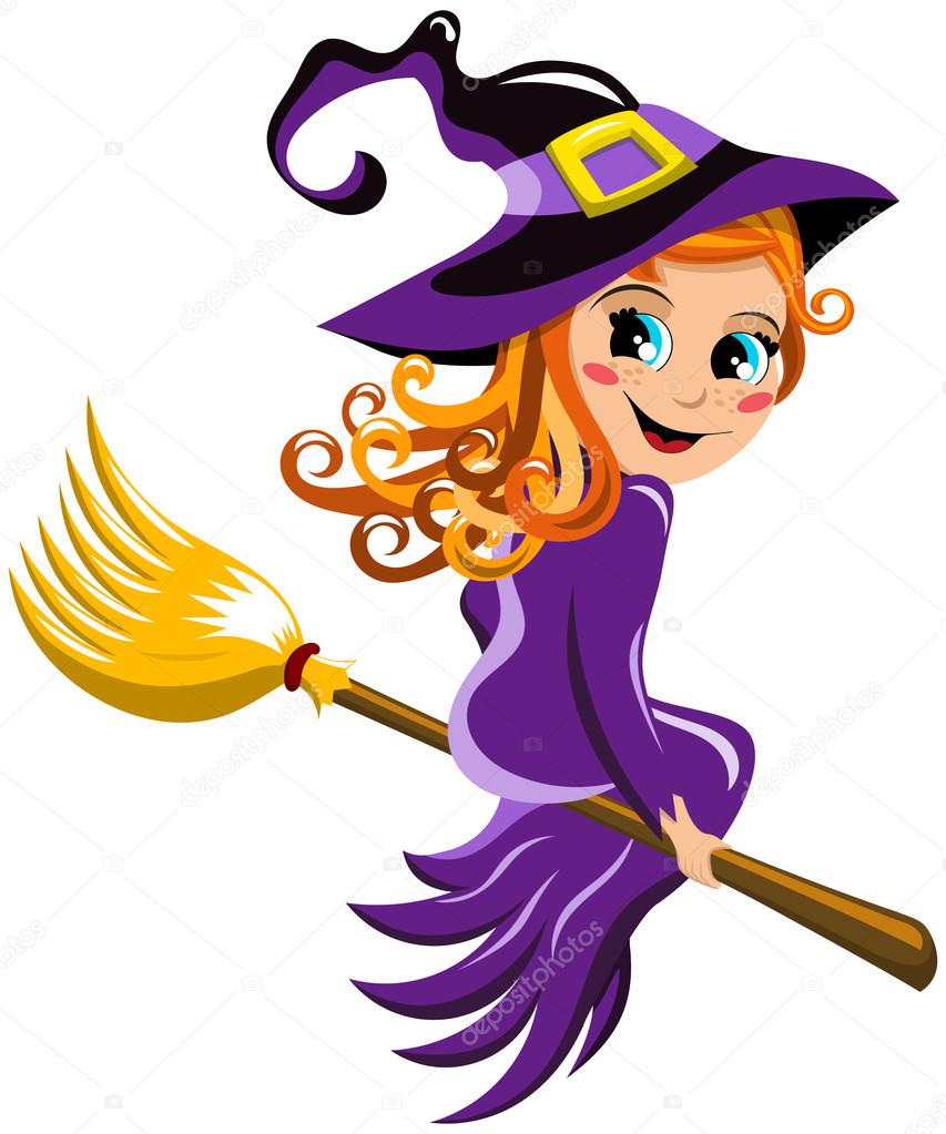 Illustration vectorielle d'une sorcière en costume d'halloween — Image ...