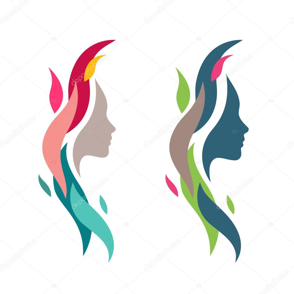 Cara de mujer colorida con olas Vector de stock por ©bridddy 89091548