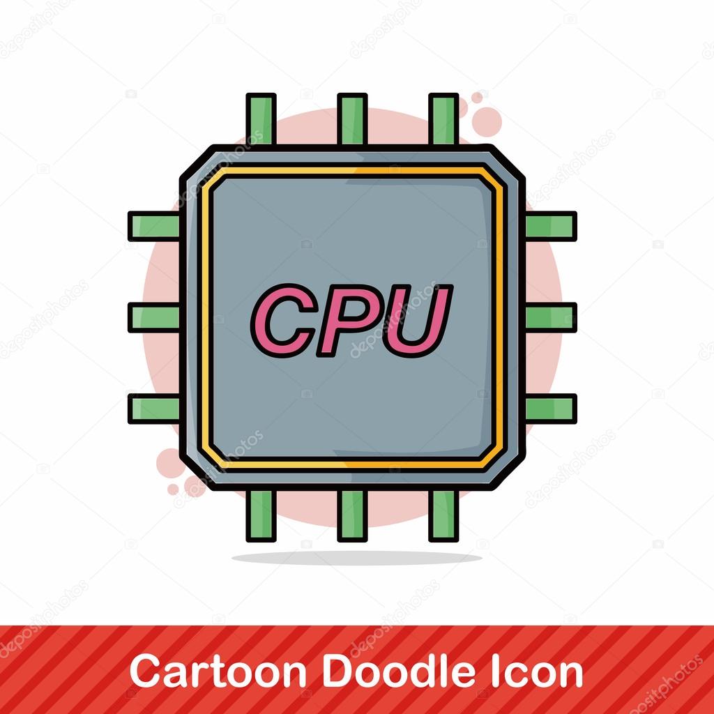 Imágenes: cpu animadas | Ilustración de vector de doodle de CPU ...