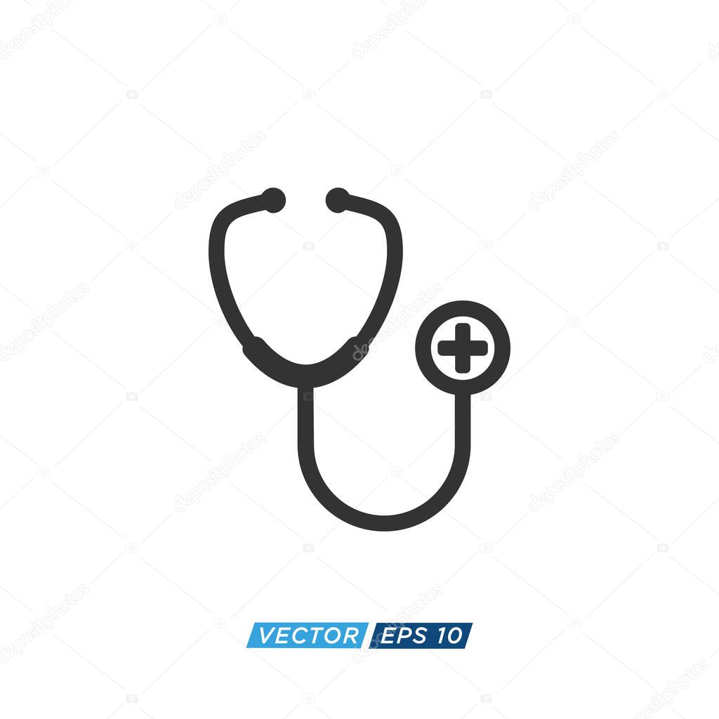 Vector médico del diseño del icono del estetoscopio 2023