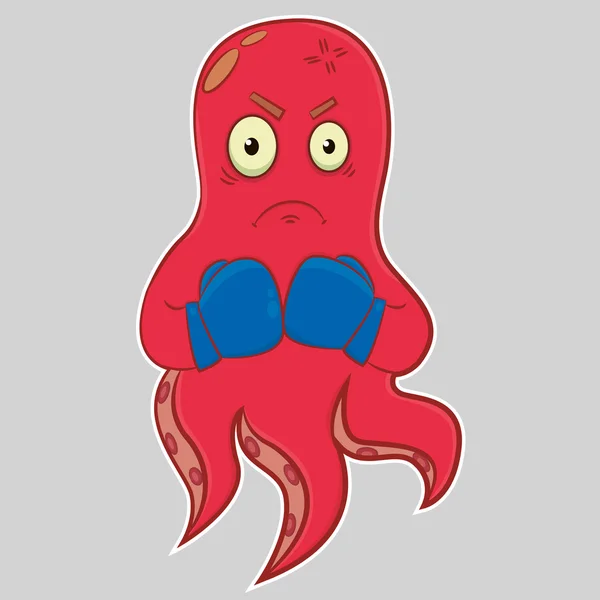 Cartoon character octopus. Funny character. Emotions, angry, furious ...