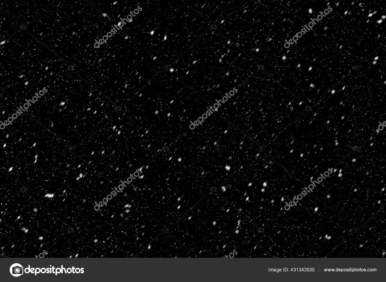 Snow Overlay Effect Black Background Snowfall Use Foreground Winter ...