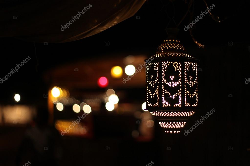 Arabic lamp and background lights, United Arab Emirates Stock Photo by ...
