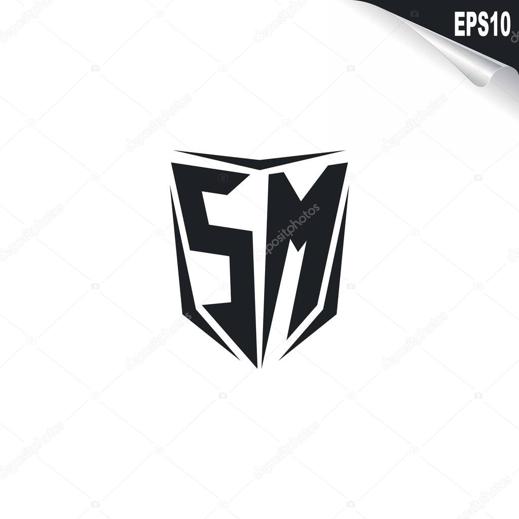 Diseño inicial del logotipo SM con estilo Shield, logotipo de marca ...
