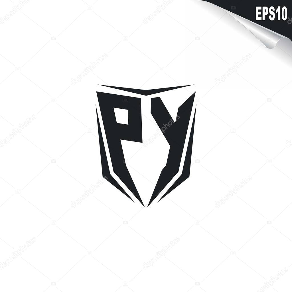 Diseño inicial del logotipo de PY con estilo Shield, logotipo de marca ...