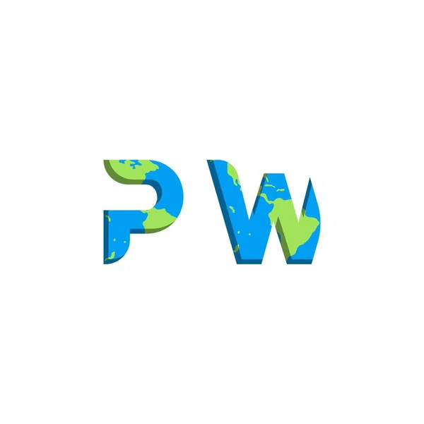 Diseño inicial del logotipo de PW con el estilo del mapa del mundo ...