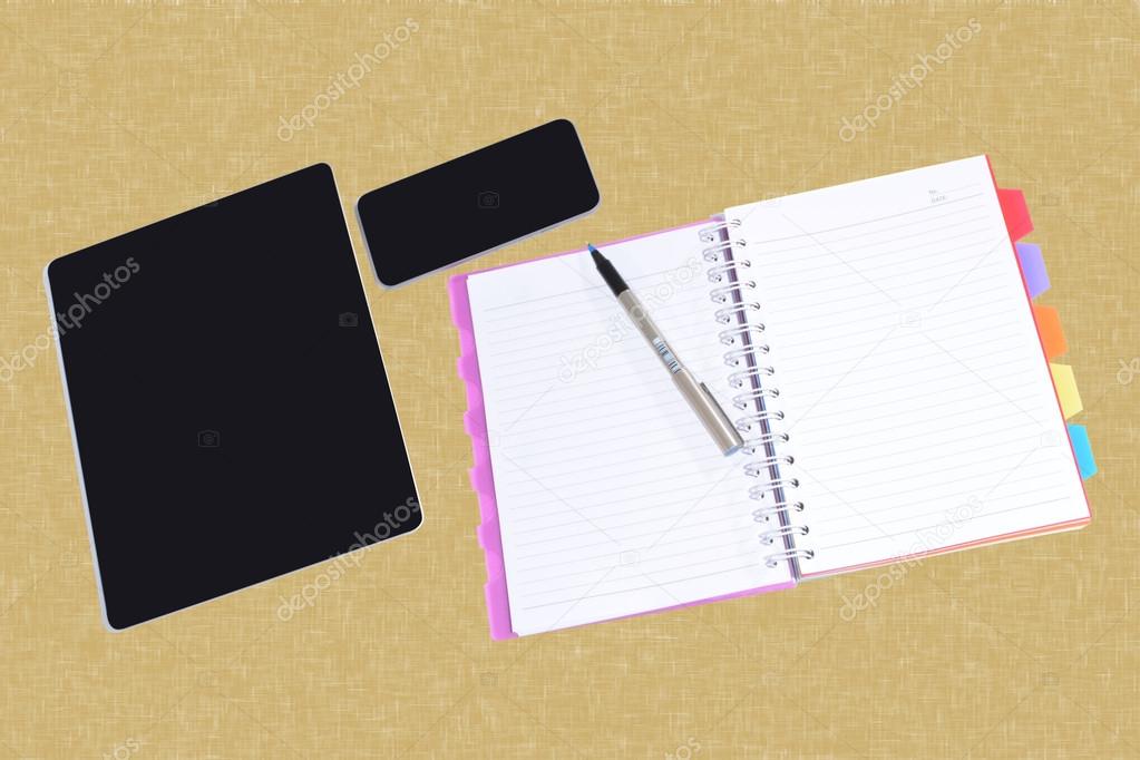 Tablet & Notepad and mobile phone — Stock Photo © stockyme #80549736