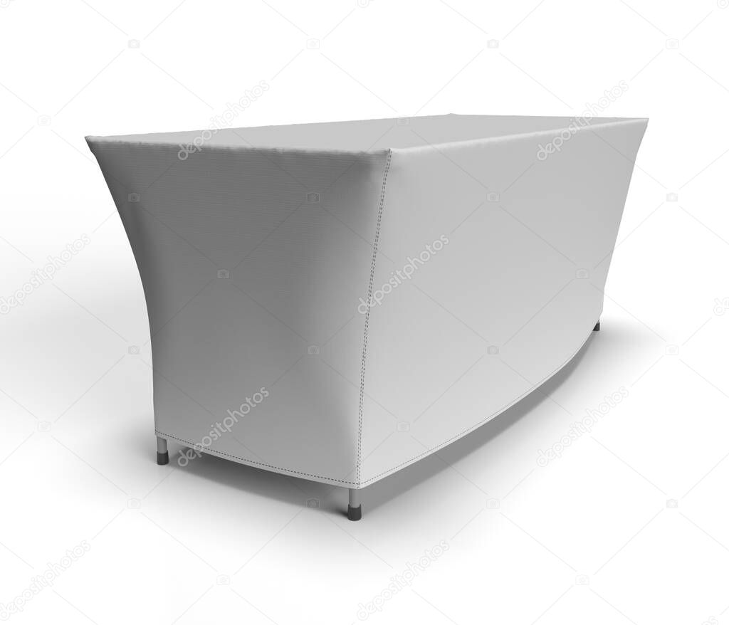 Paño de tabla blanco de la exhibición que funciona aislado en fondo ...