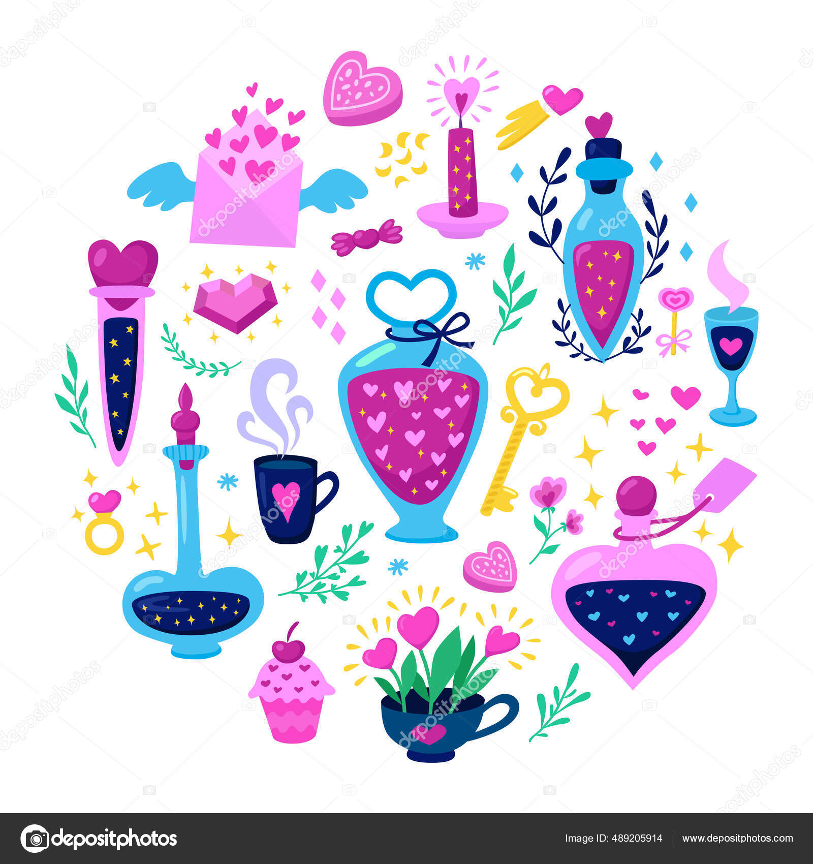 Cute magic elements Stock Vector by ©Katerina-cute 489205914