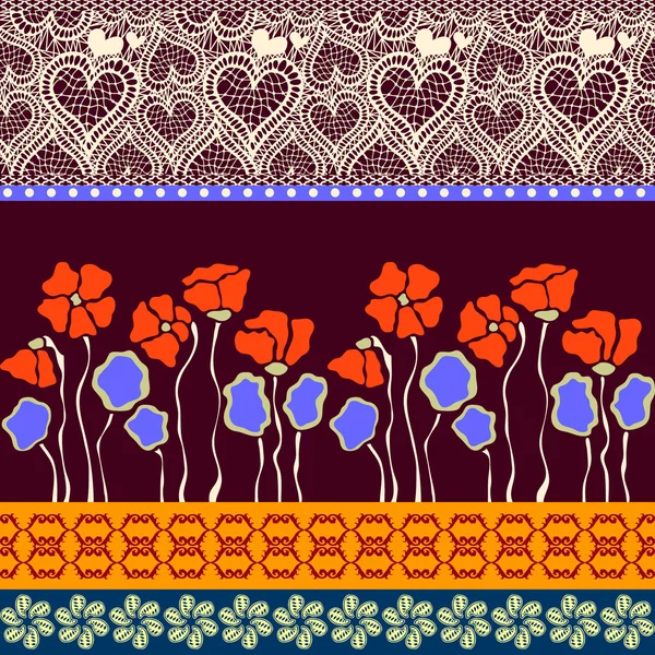 Seamless bohemian floral border with gypsy motifs. Stock Vector Image ...