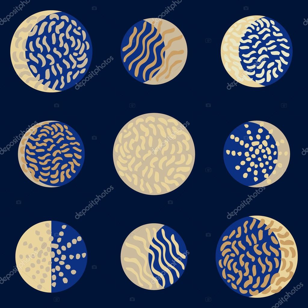 Moon phases. Abstract seamless vector pattern. Stock Vector Image by ...