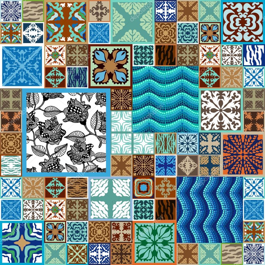 Gorgeous mega set of ceramic tiles, mosaics, rose seamless pattern ...