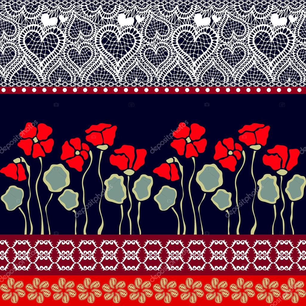 Seamless bohemian floral border with gypsy motifs. Stock Vector Image ...