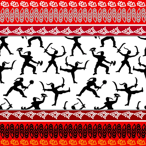 Border with fighting samurai. — Stock Vector © SvetlanaKononova #123685408