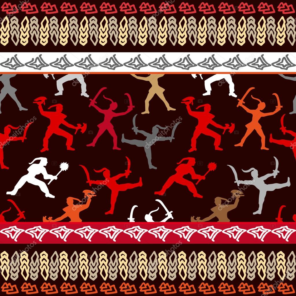 Border with fighting samurai. — Stock Vector © SvetlanaKononova #123685408