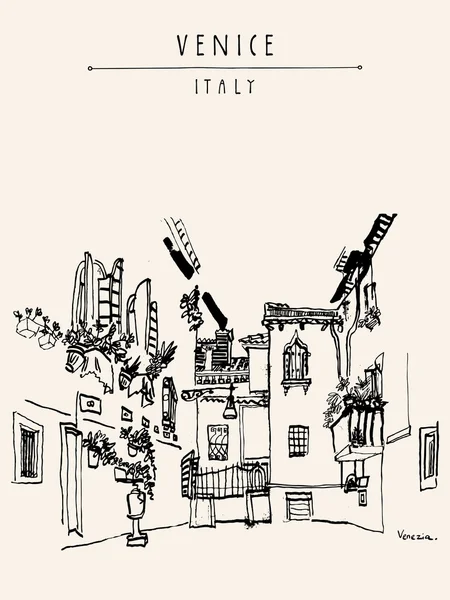 Hand drawn postcard of Venice — Stock Vector © babayuka #124953806