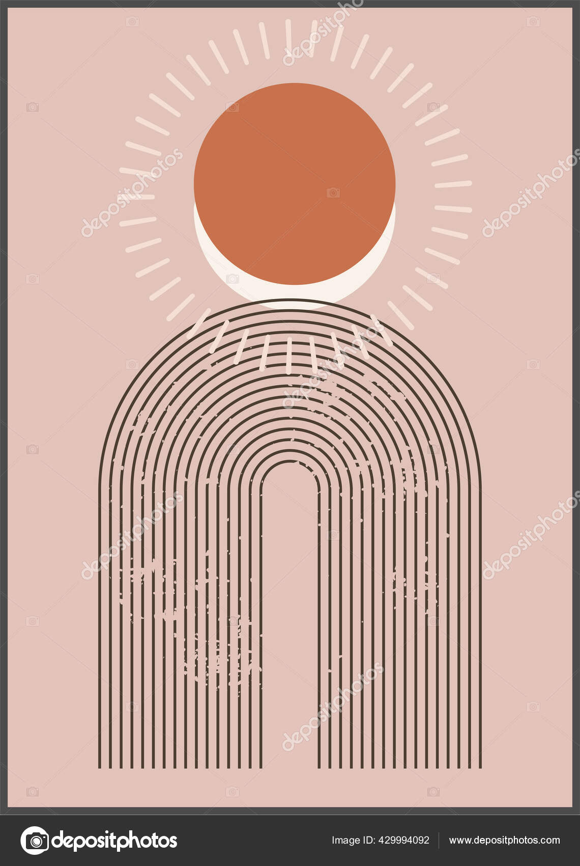 Home Décor lines Midcentury wall art Sun and rainbow printable mustard ...