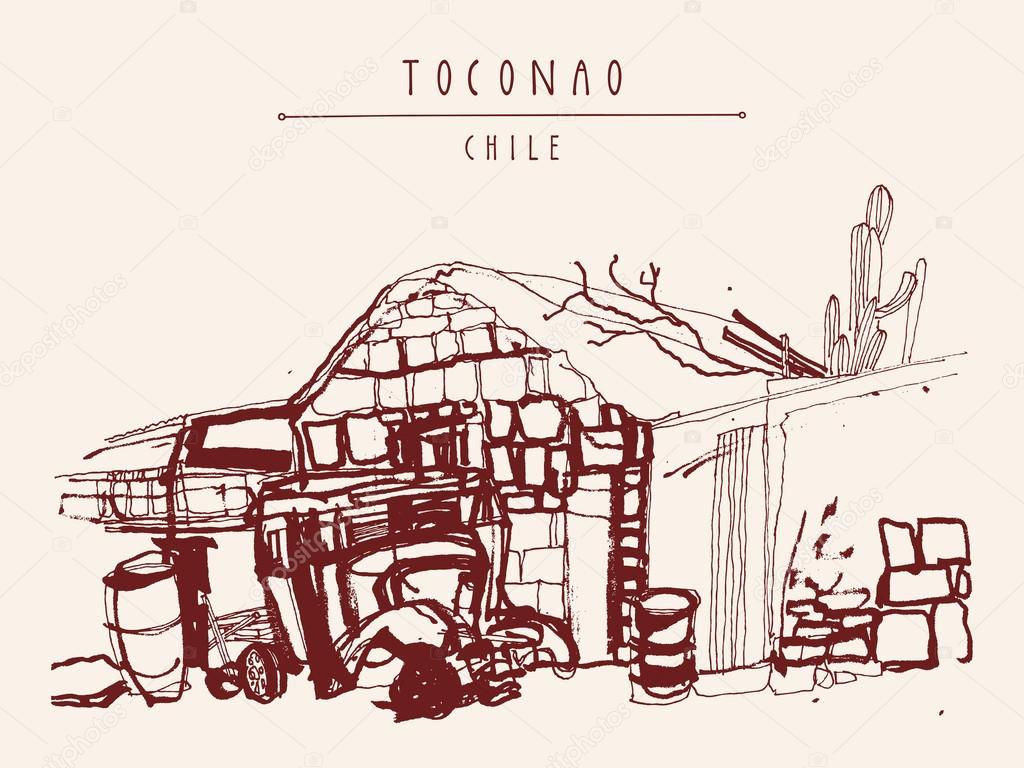 Atacama desert. Toconao village Stock Illustration by ©babayuka #86230620