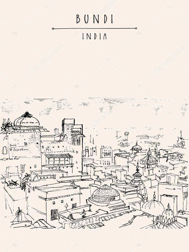 Bundi Rajasthan India postcard Stock Illustration by ©babayuka #86234086