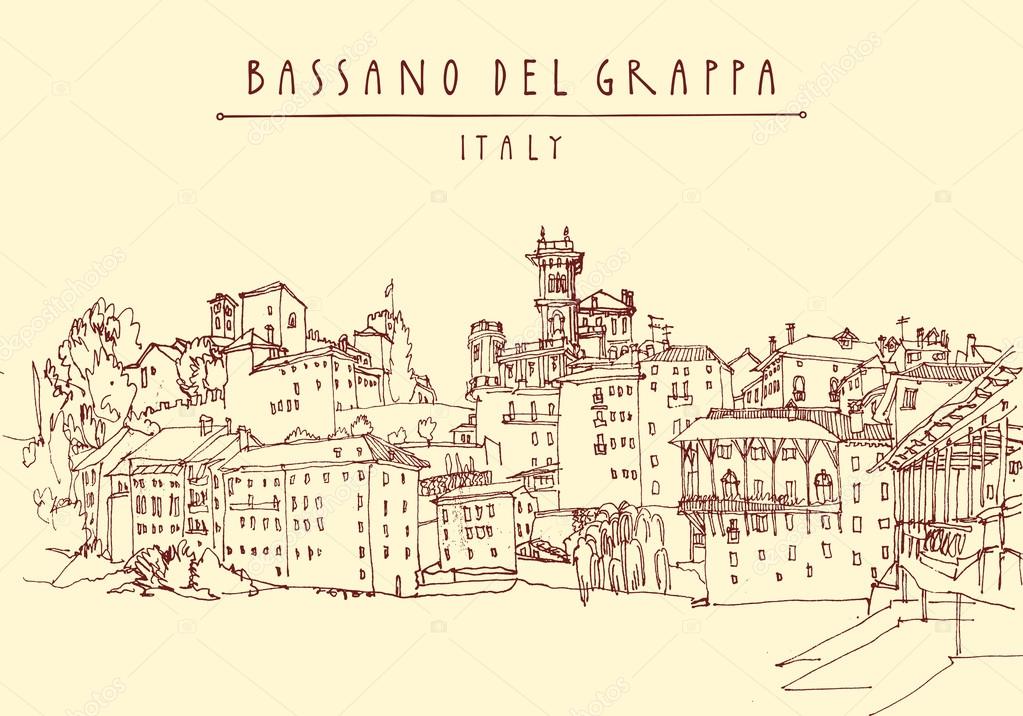 Bassano del Grappa, Italy postcard Stock Vector Image by ©babayuka ...