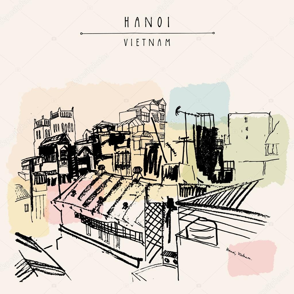 Hanoi Vietnam postcard Stock Vector by ©babayuka 88954816