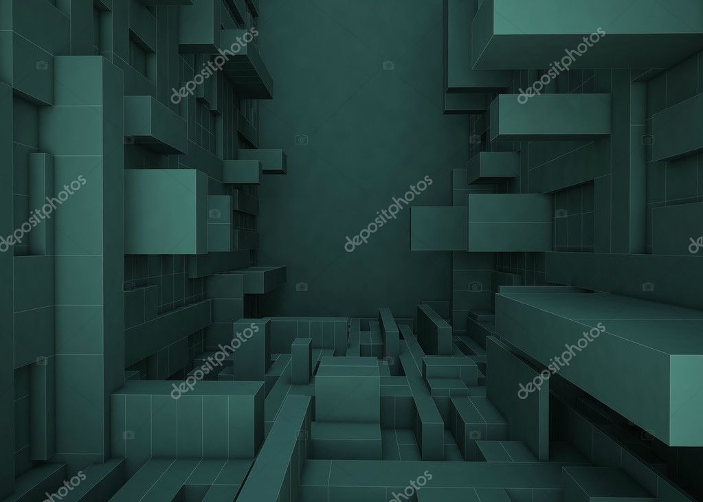 Abstracto Edificio Geométrico Torre Box Rectangular Verde — Foto de ...