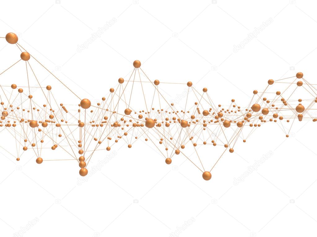 Abstract network Orange micro molecules and computer technology ...