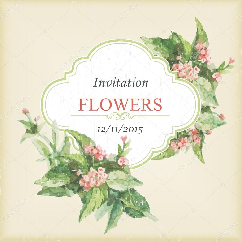 Vintage invitation card with flowers Stock Vector Image by ©Victoria ...