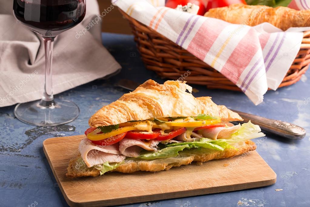 Sandwich prepared from croissant — Stock Photo © civil #97416956