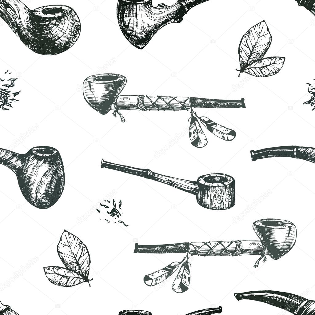 Hand drawn smoking pipes pattern Stock Vector by ©dinkoobraz 123503920