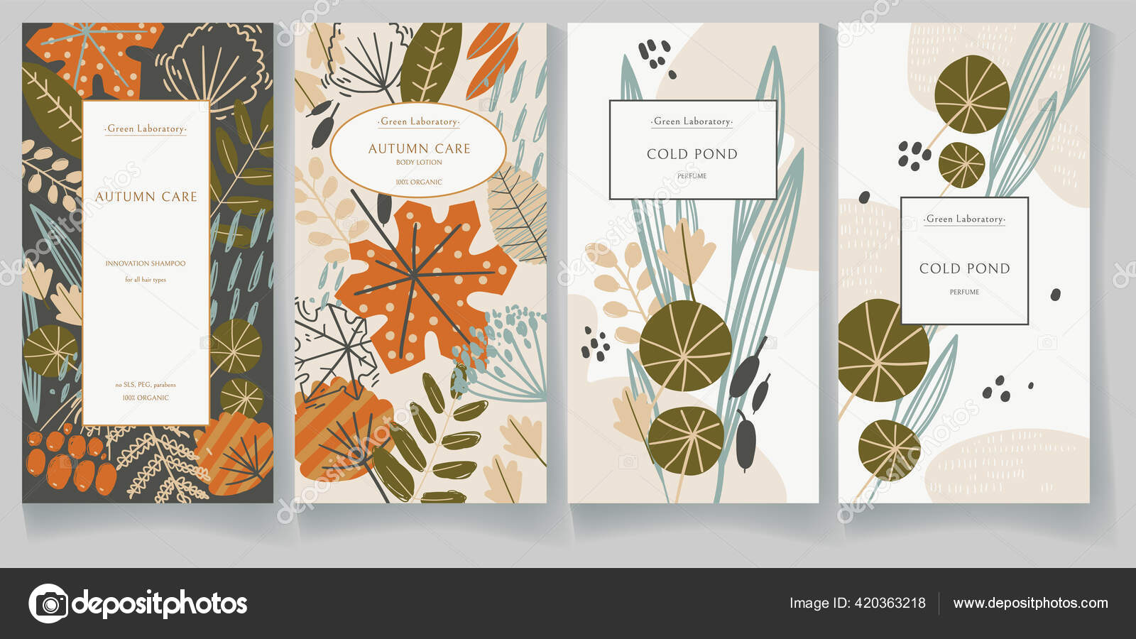 Vertical Cards Fall Color Leaves Simple Designs Vector Illustration ...