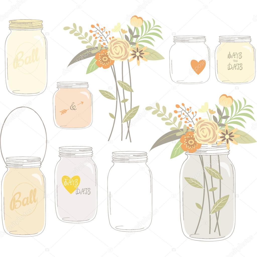Wedding Mason Jar Clip Art