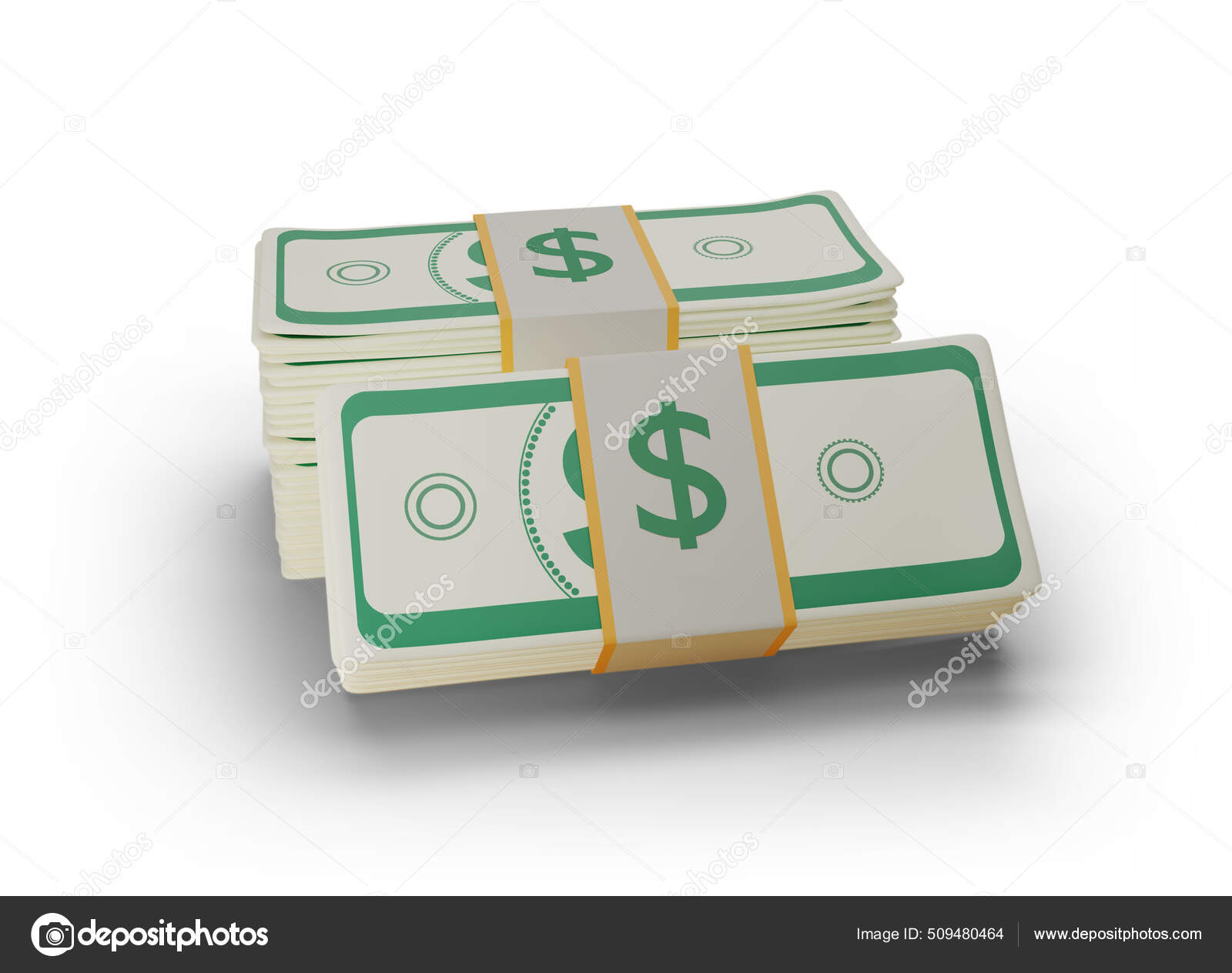 Bundles Cash White Background Dollar Bills Bundles Stack White ...