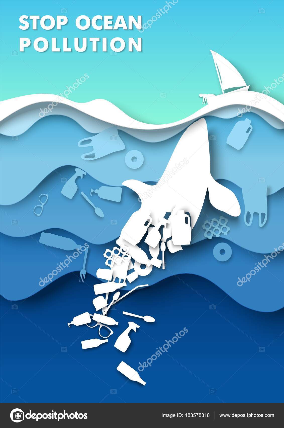 Ocean Pollution Posters Poster With Ocean Pollution Litter Royalty