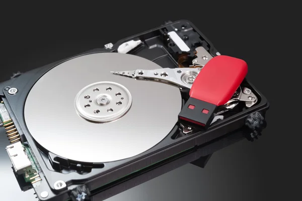 USB Flash Drive on hard disk - Stock Image - Everypixel