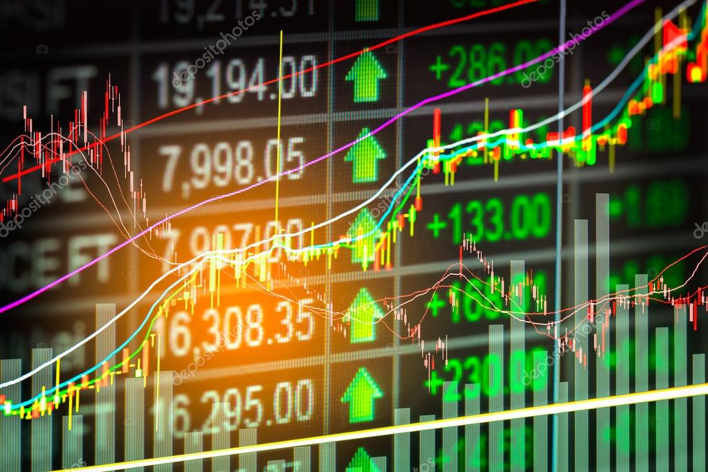 Graph of stock market data and financial with stock analysis indicator ...