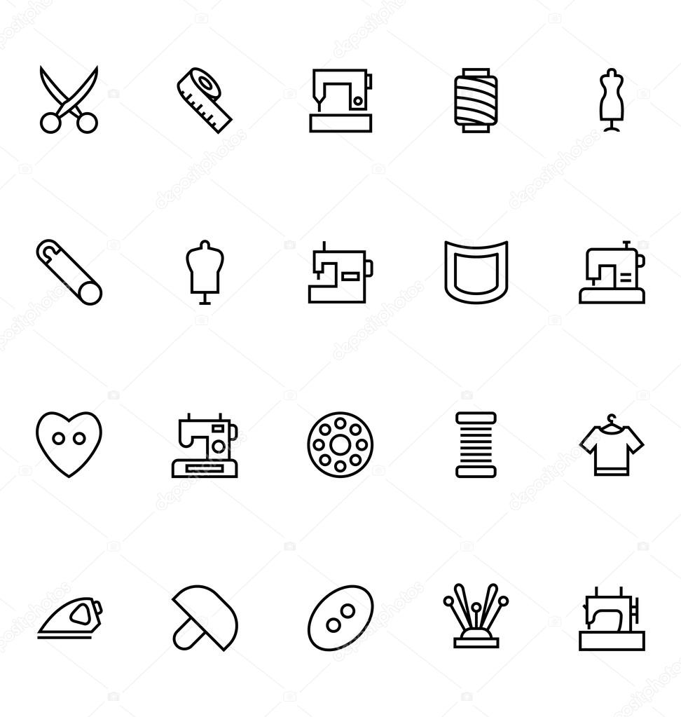 Sewing Line Vector Icons 1 Stock Vector by ©vectorsmarket 102429722